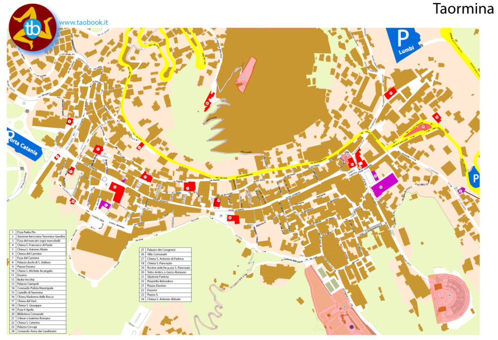 Taormina PDF map - Sicily Taormina and around
